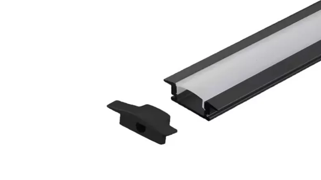 Perfil Alumínio e Difusor Embutida 3 Metros Preto - Perfil Alumínio e ...