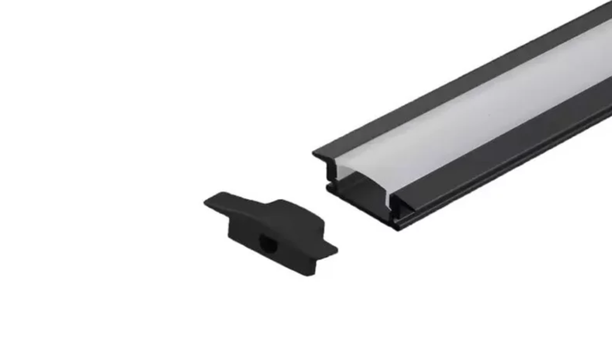 Perfil Alumínio e Difusor Embutida 3 Metros Preto - Perfil Alumínio e ...